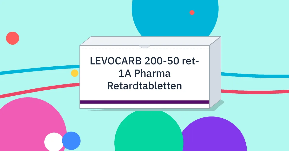 Symbolbild: Packung mit der Aufschrift LEVOCARB 200-50 ret-1A Pharma Retardtabletten (PZN 04854851) – Verfügbarkeit und Bezug in Apotheken in Frankfurt am Main