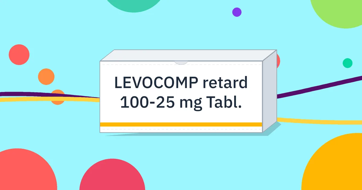 Symbolbild: Packung mit der Aufschrift LEVOCOMP retard 100-25 mg Tabl. (PZN 04957752) – Verfügbarkeit und Bezug in Apotheken in Frankfurt am Main
