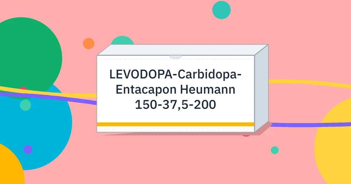 Symbolbild: Packung mit der Aufschrift LEVODOPA-Carbidopa-Entacapon Heumann 150-37,5-200 (PZN 17148959) – Verfügbarkeit und Bezug in Apotheken in Frankfurt am Main