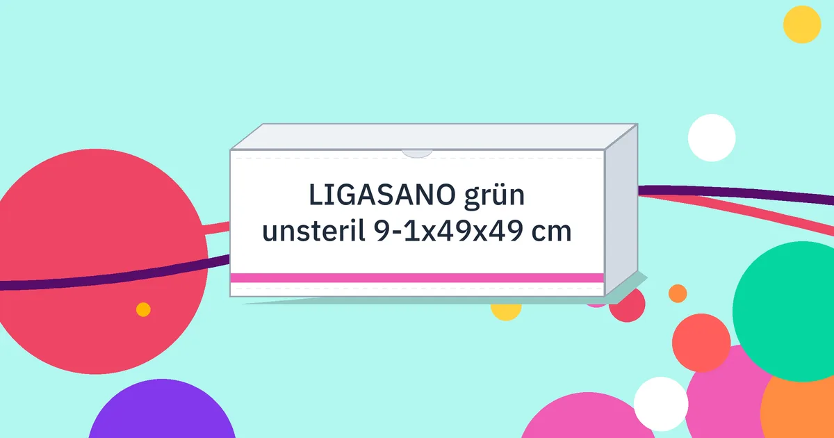 Symbolbild: Packung mit der Aufschrift LIGASANO grün unsteril 9-1x49x49 cm (PZN 20102056) – Verfügbarkeit und Bezug in Apotheken in Frankfurt am Main
