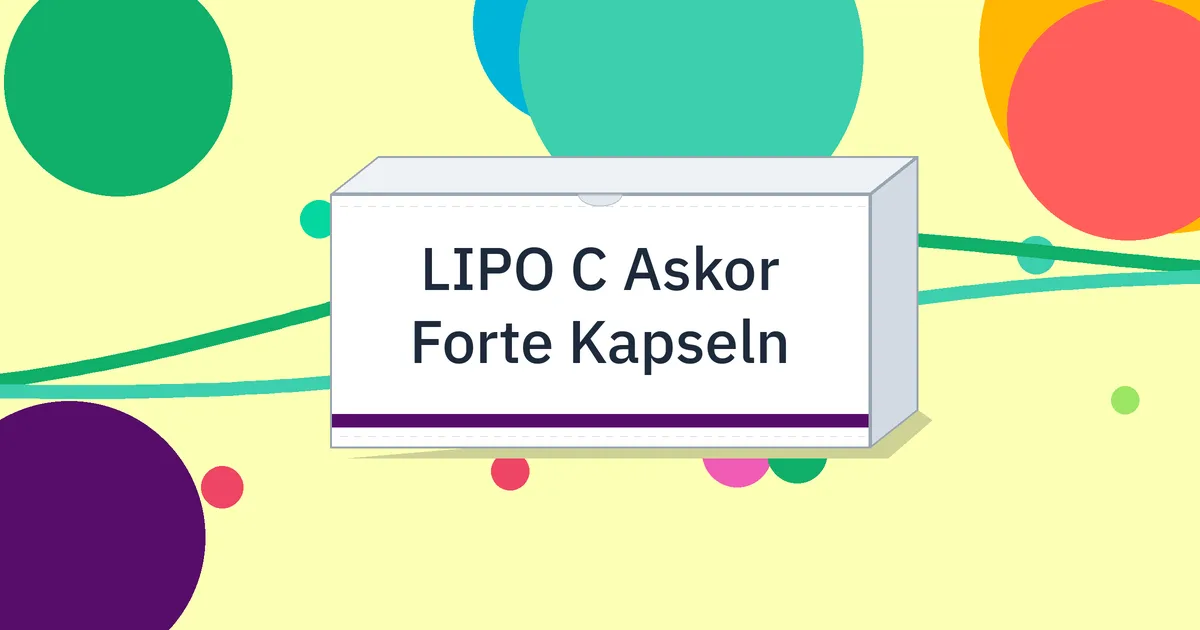 Symbolbild: Packung mit der Aufschrift LIPO C Askor Forte Kapseln (PZN 19096793) – Verfügbarkeit und Bezug in Apotheken in Frankfurt am Main
