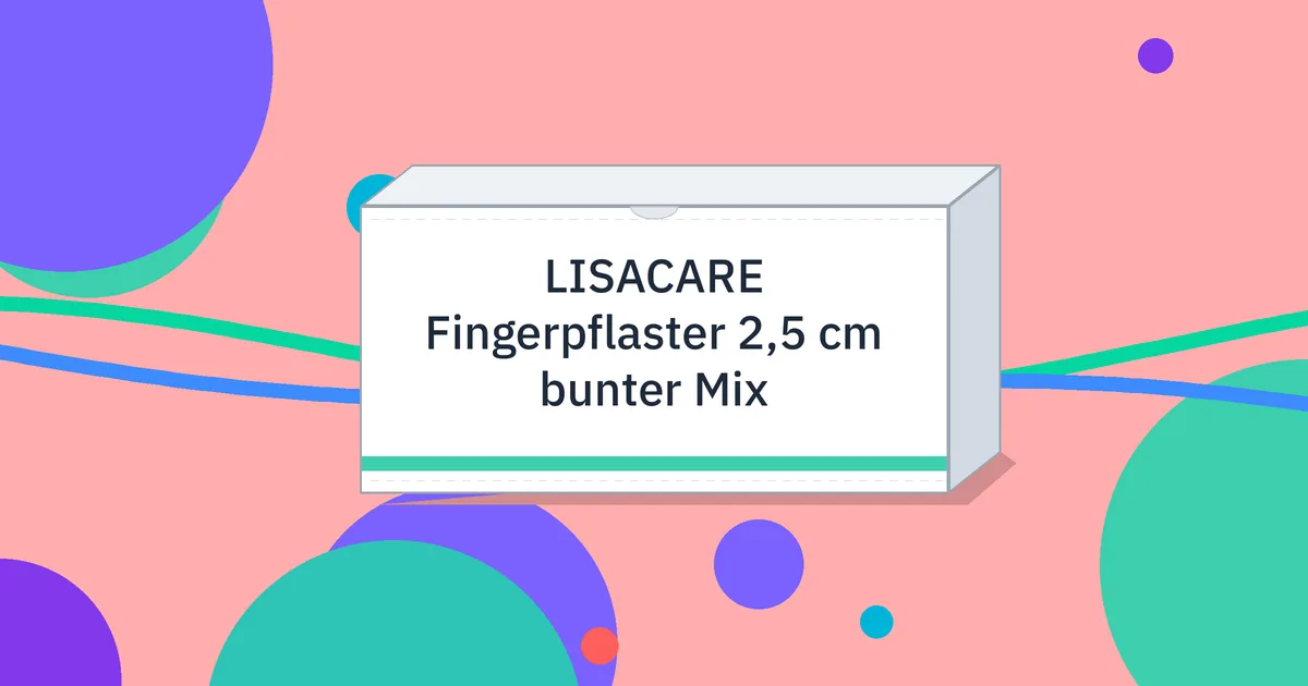 Symbolbild: Packung mit der Aufschrift LISACARE Fingerpflaster 2,5 cm bunter Mix (PZN 17926687) – Verfügbarkeit und Bezug in Apotheken in Frankfurt am Main