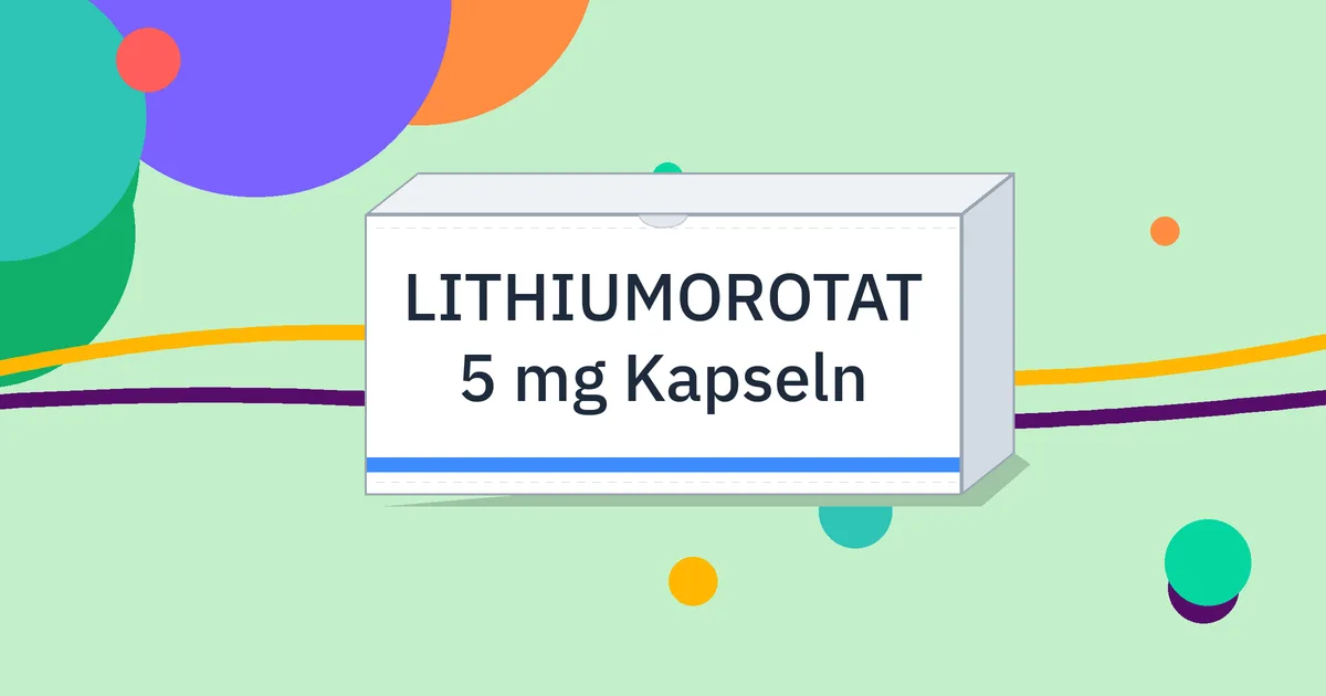 Symbolbild: Packung mit der Aufschrift LITHIUMOROTAT 5 mg Kapseln (PZN 20349584) – Verfügbarkeit und Bezug in Apotheken in Frankfurt am Main