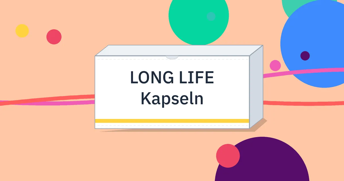 Symbolbild: Packung mit der Aufschrift LONG LIFE Kapseln (PZN 07575212) – Verfügbarkeit und Bezug in Apotheken in Frankfurt am Main
