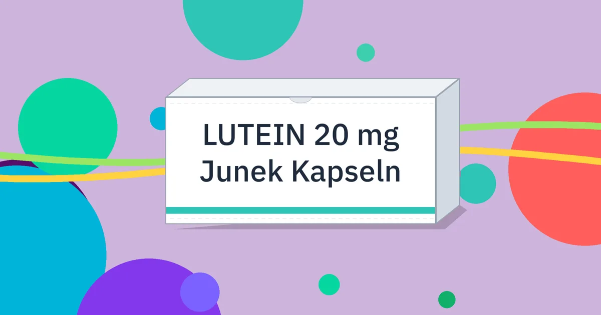 Symbolbild: Packung mit der Aufschrift LUTEIN 20 mg Junek Kapseln (PZN 10396619) – Verfügbarkeit und Bezug in Apotheken in Frankfurt am Main
