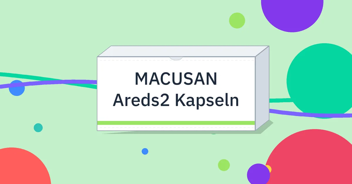 Symbolbild: Packung mit der Aufschrift MACUSAN Areds2 Kapseln (PZN 11517574) – Verfügbarkeit und Bezug in Apotheken in Frankfurt am Main