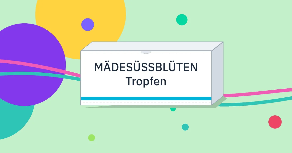 Symbolbild: Packung mit der Aufschrift MÄDESÜSSBLÜTEN Tropfen (PZN 18008060) – Verfügbarkeit und Bezug in Apotheken in Frankfurt am Main