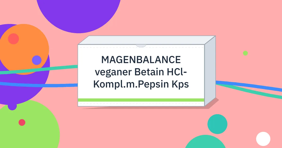 Symbolbild: Packung mit der Aufschrift MAGENBALANCE veganer Betain HCl-Kompl.m.Pepsin Kps (PZN 19624080) – Verfügbarkeit und Bezug in Apotheken in Frankfurt am Main