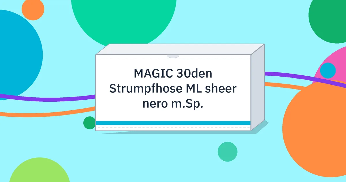 Symbolbild: Packung mit der Aufschrift MAGIC 30den Strumpfhose ML sheer nero m.Sp. (PZN 16182351) – Verfügbarkeit und Bezug in Apotheken in Frankfurt am Main