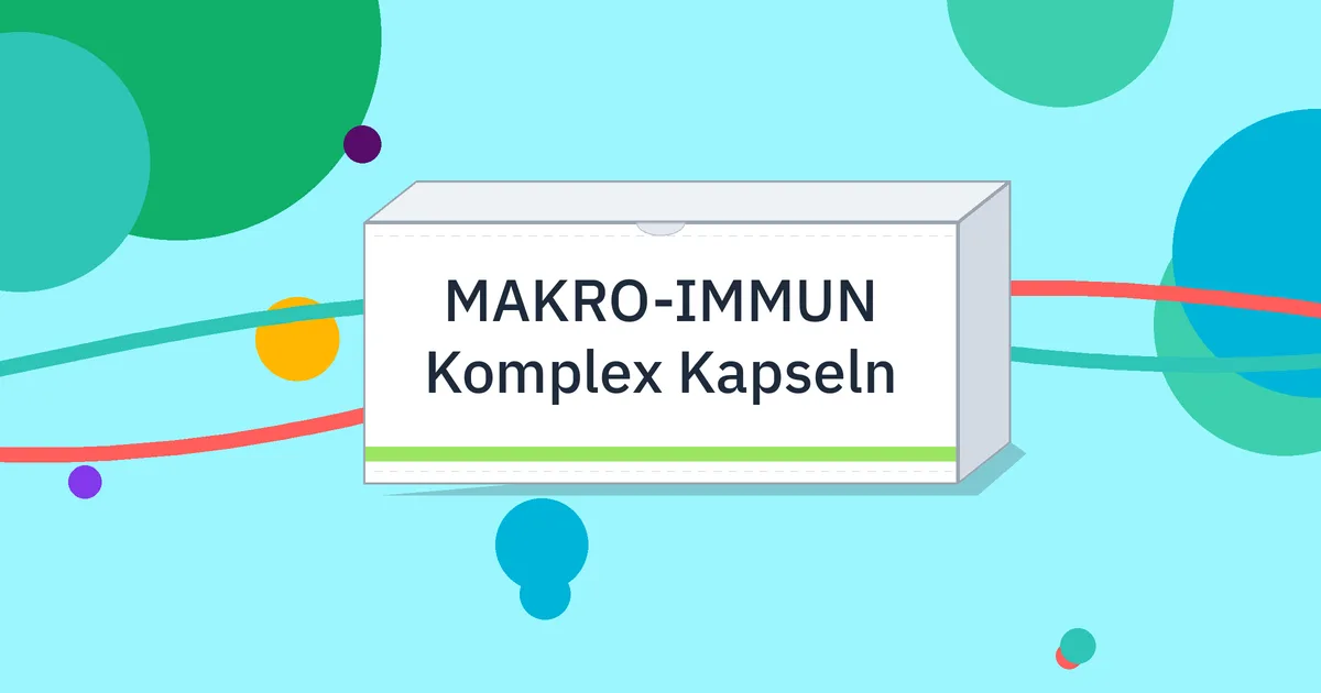 Symbolbild: Packung mit der Aufschrift MAKRO-IMMUN Komplex Kapseln (PZN 20046369) – Verfügbarkeit und Bezug in Apotheken in Frankfurt am Main