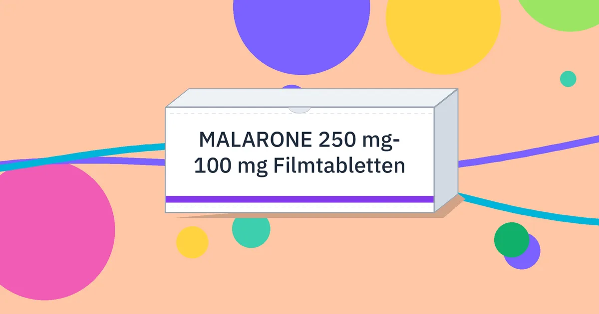 Symbolbild: Packung mit der Aufschrift MALARONE 250 mg-100 mg Filmtabletten (PZN 06089001) – Verfügbarkeit und Bezug in Apotheken in Frankfurt am Main