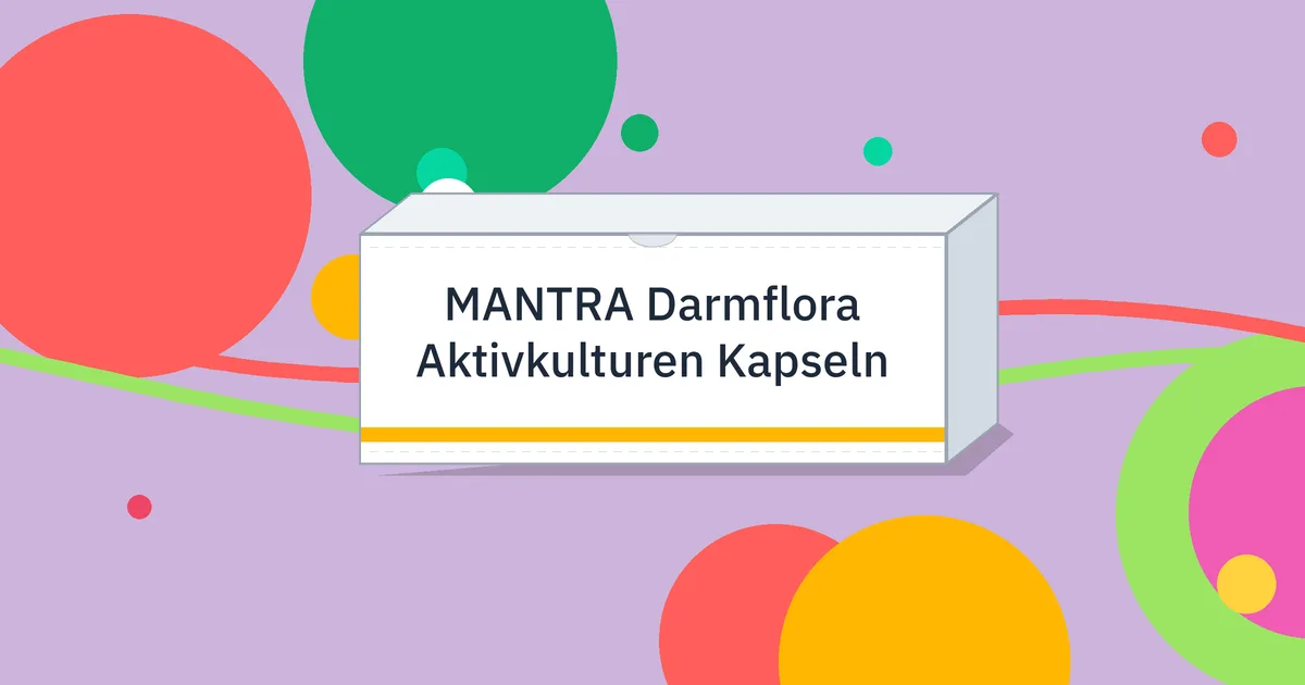 Symbolbild: Packung mit der Aufschrift MANTRA Darmflora Aktivkulturen Kapseln (PZN 06141026) – Verfügbarkeit und Bezug in Apotheken in Frankfurt am Main