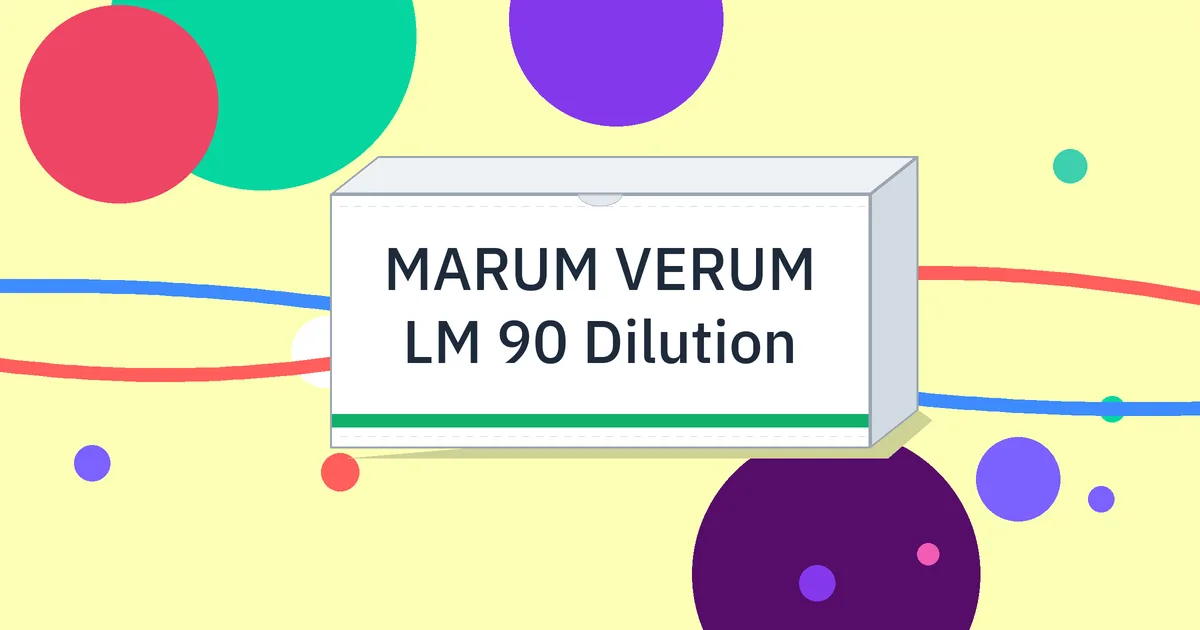 Symbolbild: Packung mit der Aufschrift MARUM VERUM LM 90 Dilution (PZN 12946780) – Verfügbarkeit und Bezug in Apotheken in Frankfurt am Main