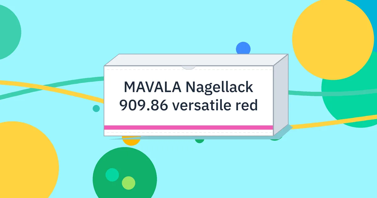 Symbolbild: Packung mit der Aufschrift MAVALA Nagellack 909.86 versatile red (PZN 15417697) – Verfügbarkeit und Bezug in Apotheken in Frankfurt am Main