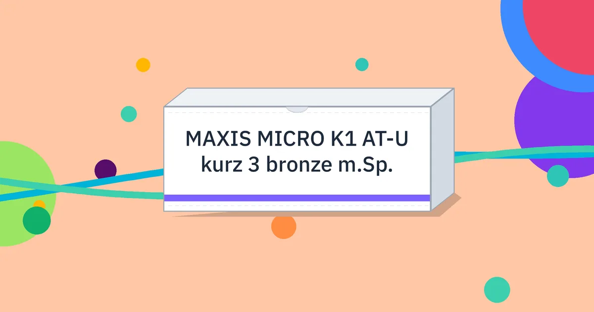 Symbolbild: Packung mit der Aufschrift MAXIS MICRO K1 AT-U kurz 3 bronze m.Sp. (PZN 17671862) – Verfügbarkeit und Bezug in Apotheken in Frankfurt am Main