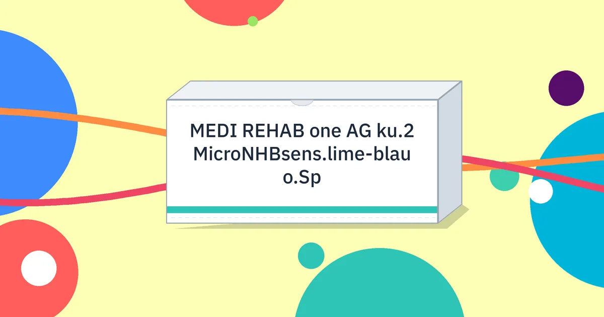 Symbolbild: Packung mit der Aufschrift MEDI REHAB one AG ku.2 MicroNHBsens.lime-blau o.Sp (PZN 16753517) – Verfügbarkeit und Bezug in Apotheken in Frankfurt am Main