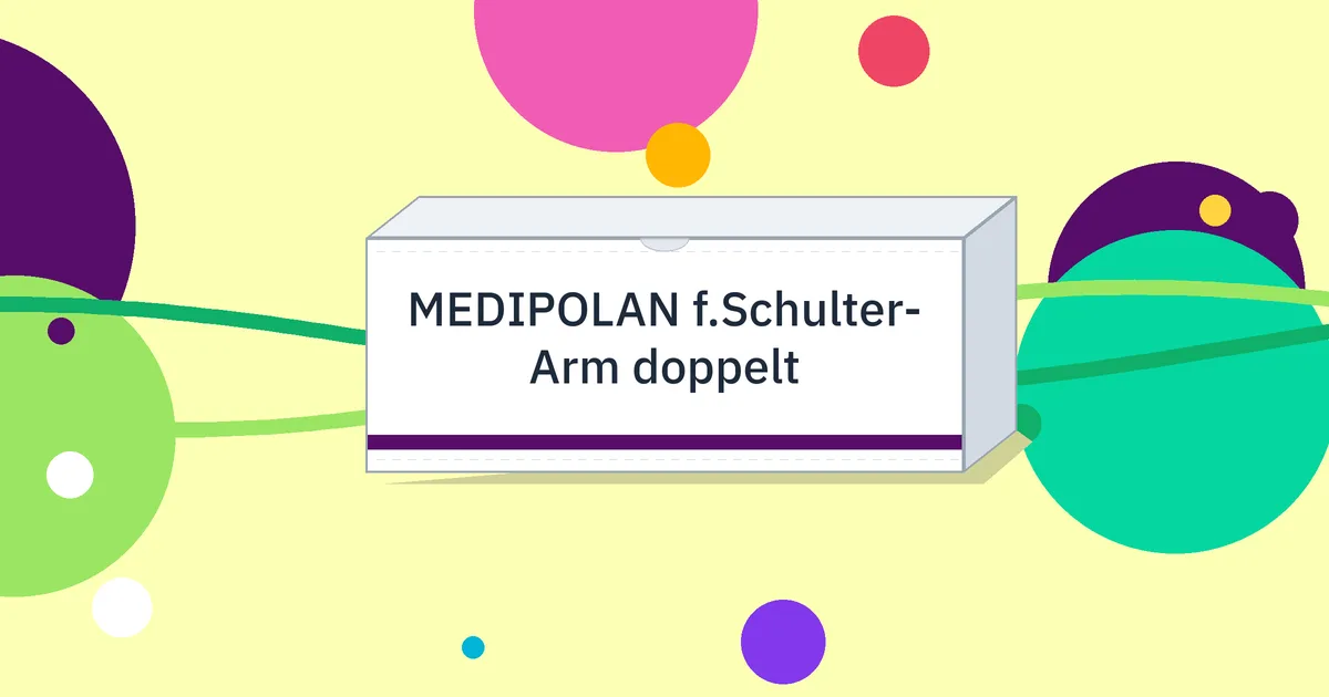 Symbolbild: Packung mit der Aufschrift MEDIPOLAN f.Schulter-Arm doppelt (PZN 03013523) – Verfügbarkeit und Bezug in Apotheken in Frankfurt am Main
