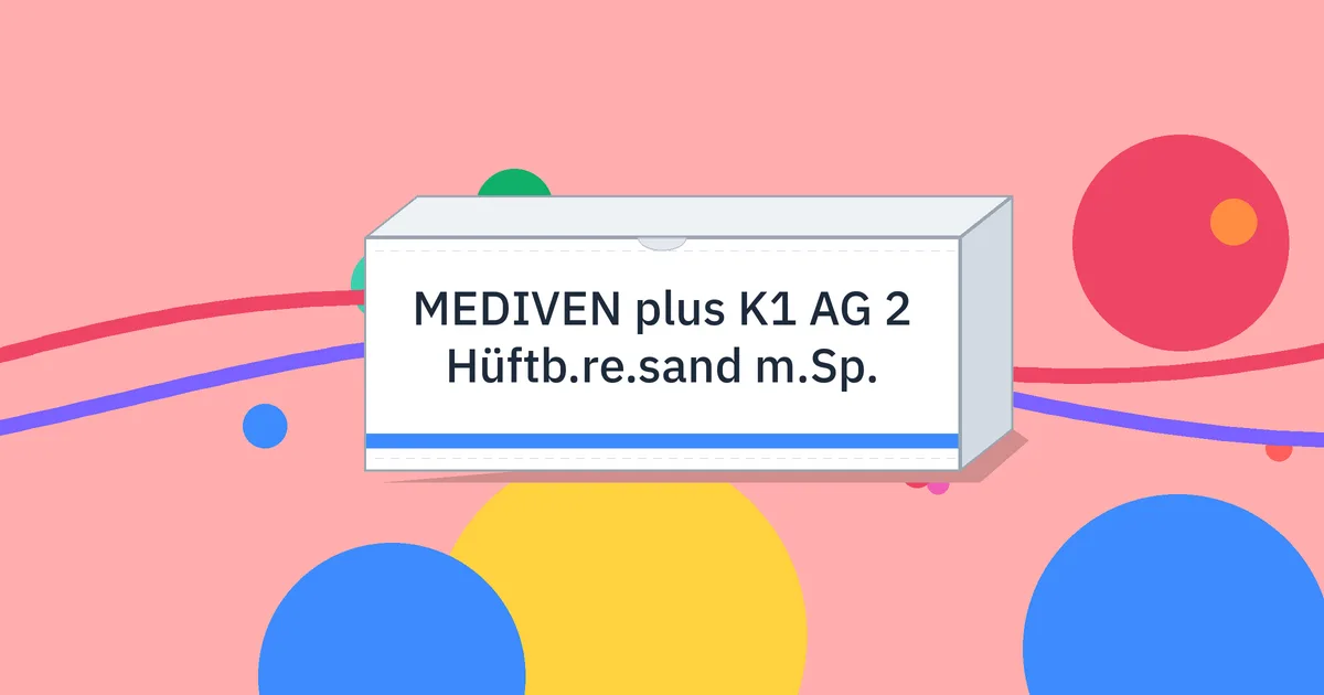 Symbolbild: Packung mit der Aufschrift MEDIVEN plus K1 AG 2 Hüftb.re.sand m.Sp. (PZN 18939189) – Verfügbarkeit und Bezug in Apotheken in Frankfurt am Main