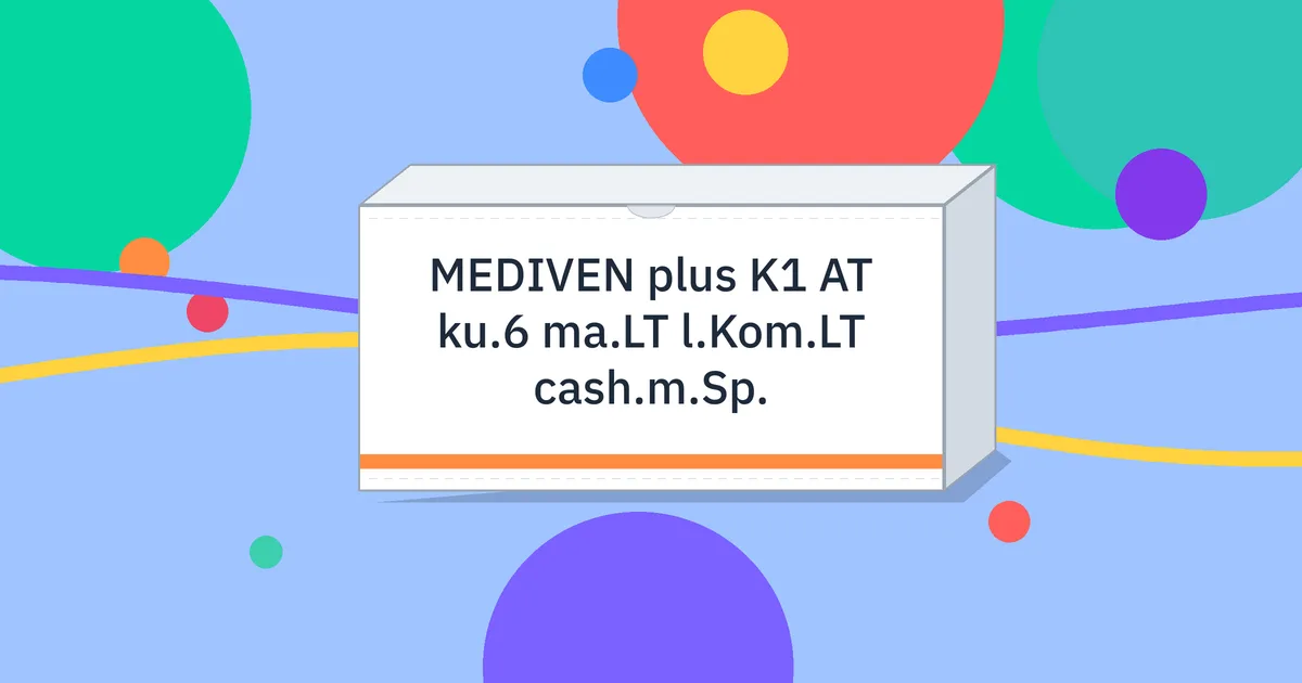 Symbolbild: Packung mit der Aufschrift MEDIVEN plus K1 AT ku.6 ma.LT l.Kom.LT cash.m.Sp. (PZN 15071773) – Verfügbarkeit und Bezug in Apotheken in Frankfurt am Main