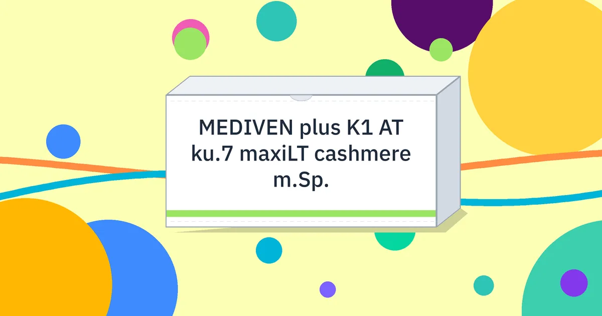 Symbolbild: Packung mit der Aufschrift MEDIVEN plus K1 AT ku.7 maxiLT cashmere m.Sp. (PZN 15069144) – Verfügbarkeit und Bezug in Apotheken in Frankfurt am Main