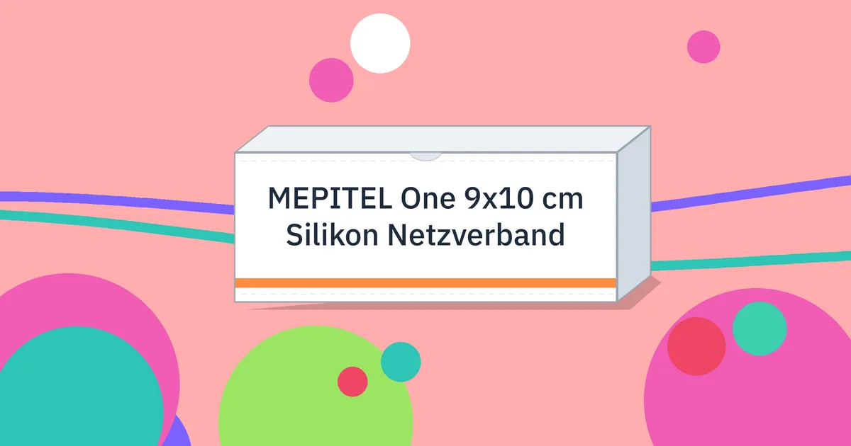 Symbolbild: Packung mit der Aufschrift MEPITEL One 9x10 cm Silikon Netzverband (PZN 18802869) – Verfügbarkeit und Bezug in Apotheken in Frankfurt am Main