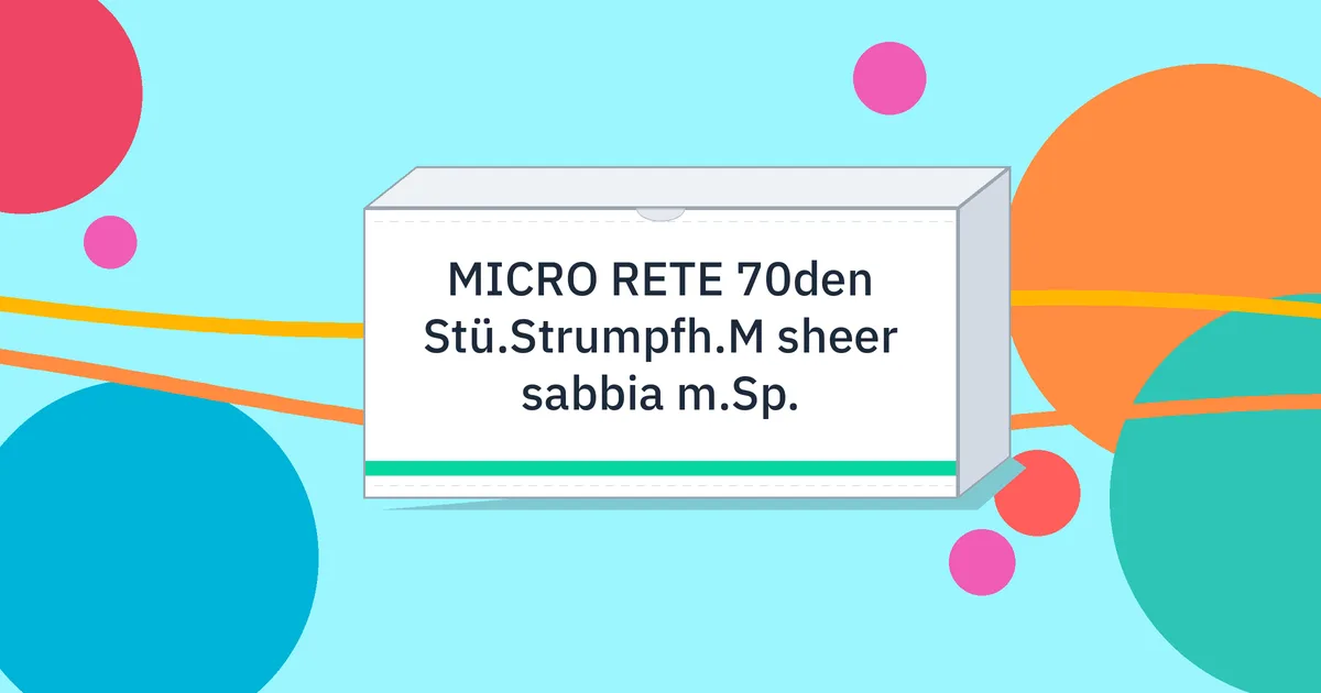 Symbolbild: Packung mit der Aufschrift MICRO RETE 70den Stü.Strumpfh.M sheer sabbia m.Sp. (PZN 06450158) – Verfügbarkeit und Bezug in Apotheken in Frankfurt am Main