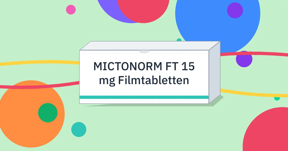 Symbolbild: Packung mit der Aufschrift MICTONORM FT 15 mg Filmtabletten (PZN 14419895) – Verfügbarkeit und Bezug in Apotheken in Frankfurt am Main