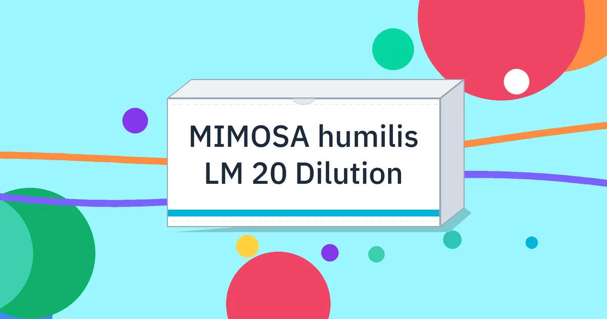 Symbolbild: Packung mit der Aufschrift MIMOSA humilis LM 20 Dilution (PZN 13608513) – Verfügbarkeit und Bezug in Apotheken in Frankfurt am Main