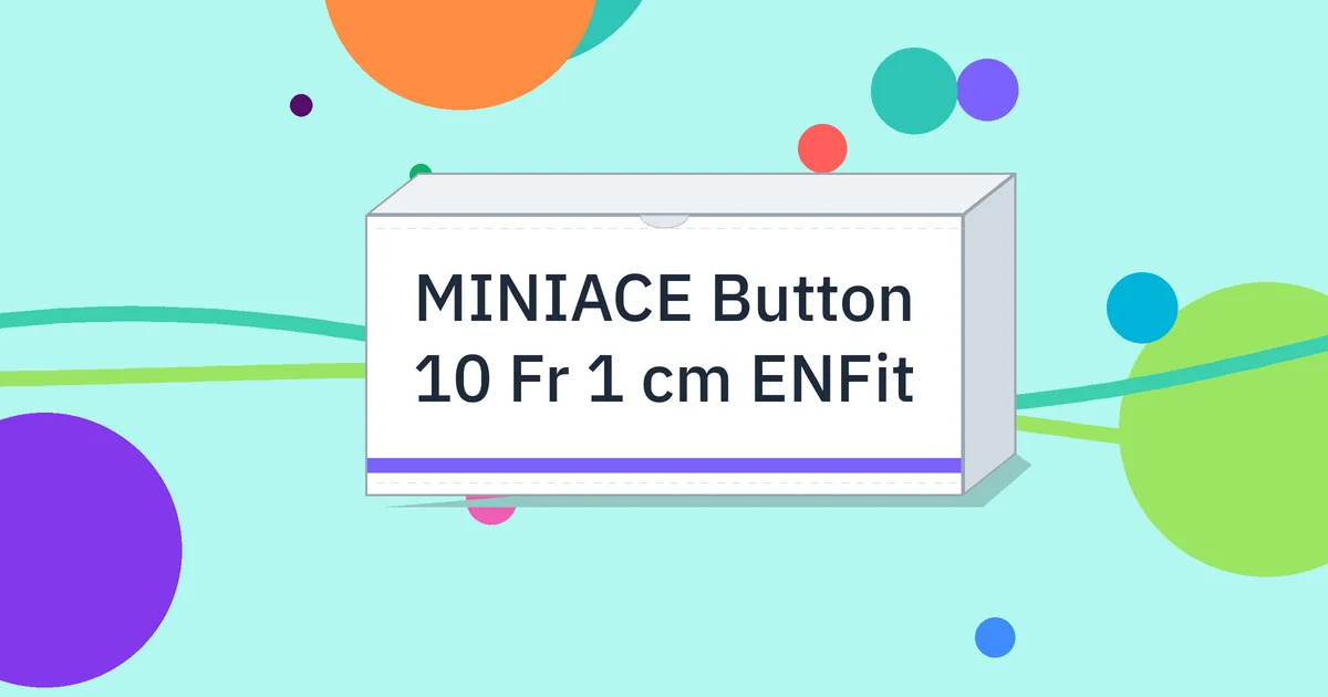 Symbolbild: Packung mit der Aufschrift MINIACE Button 10 Fr 1 cm ENFit (PZN 16952895) – Verfügbarkeit und Bezug in Apotheken in Frankfurt am Main
