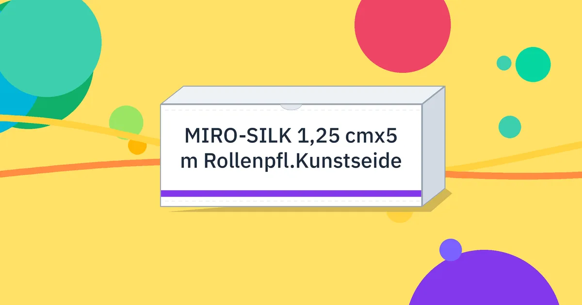 Symbolbild: Packung mit der Aufschrift MIRO-SILK 1,25 cmx5 m Rollenpfl.Kunstseide (PZN 17962648) – Verfügbarkeit und Bezug in Apotheken in Frankfurt am Main