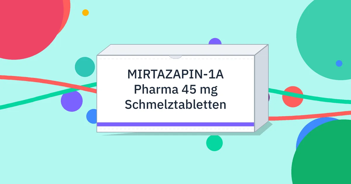 Symbolbild: Packung mit der Aufschrift MIRTAZAPIN-1A Pharma 45 mg Schmelztabletten (PZN 06320987) – Verfügbarkeit und Bezug in Apotheken in Frankfurt am Main