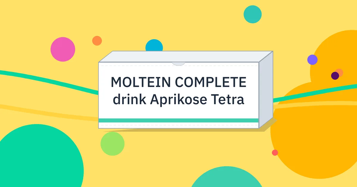 Symbolbild: Packung mit der Aufschrift MOLTEIN COMPLETE drink Aprikose Tetra (PZN 19440167) – Verfügbarkeit und Bezug in Apotheken in Frankfurt am Main