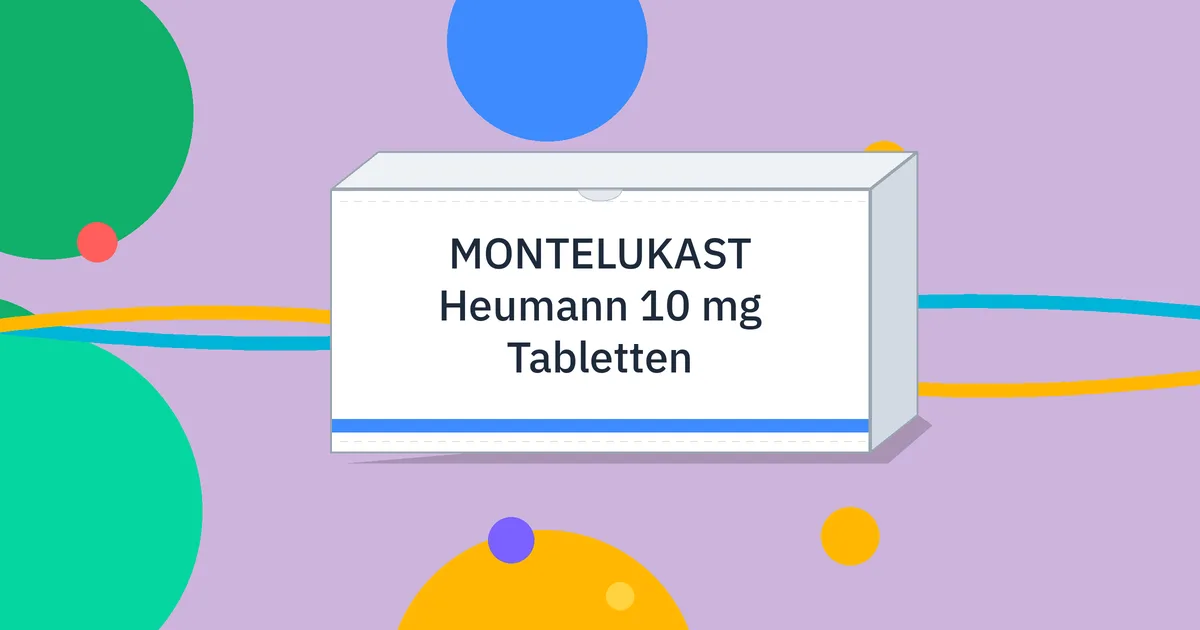 Symbolbild: Packung mit der Aufschrift MONTELUKAST Heumann 10 mg Tabletten (PZN 09673545) – Verfügbarkeit und Bezug in Apotheken in Frankfurt am Main