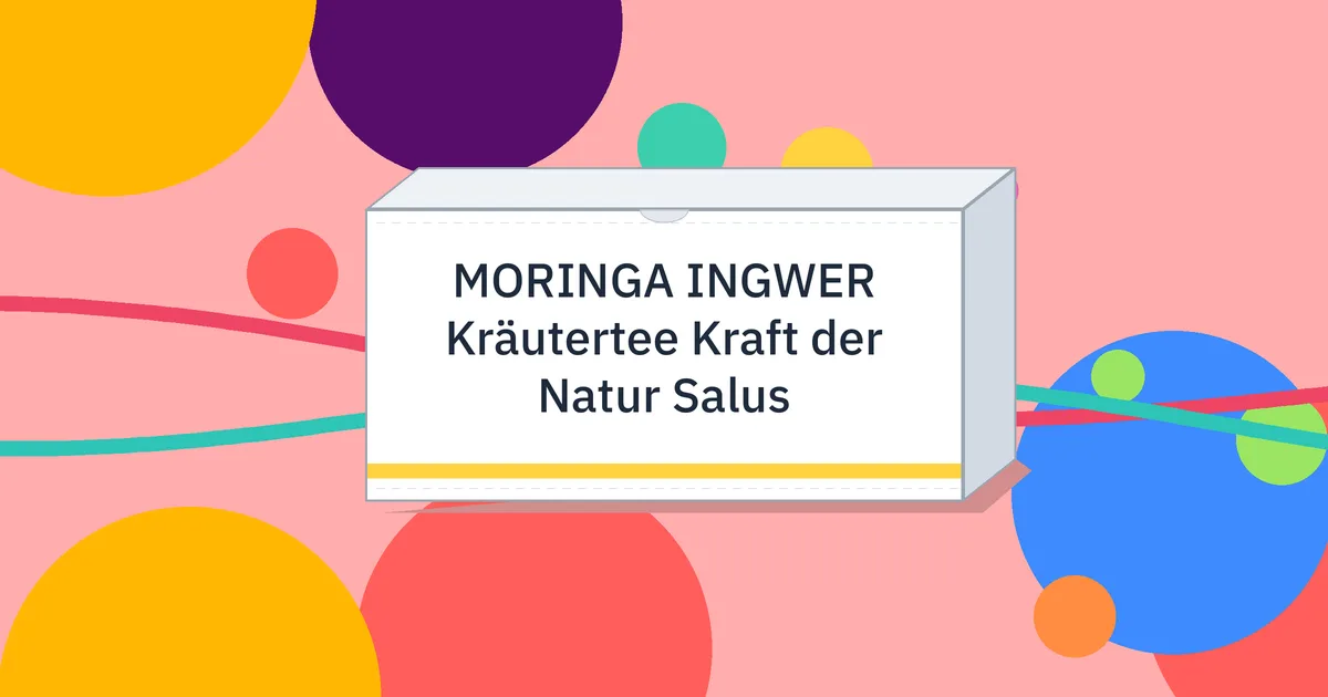 Symbolbild: Packung mit der Aufschrift MORINGA INGWER Kräutertee Kraft der Natur Salus (PZN 00699796) – Verfügbarkeit und Bezug in Apotheken in Frankfurt am Main