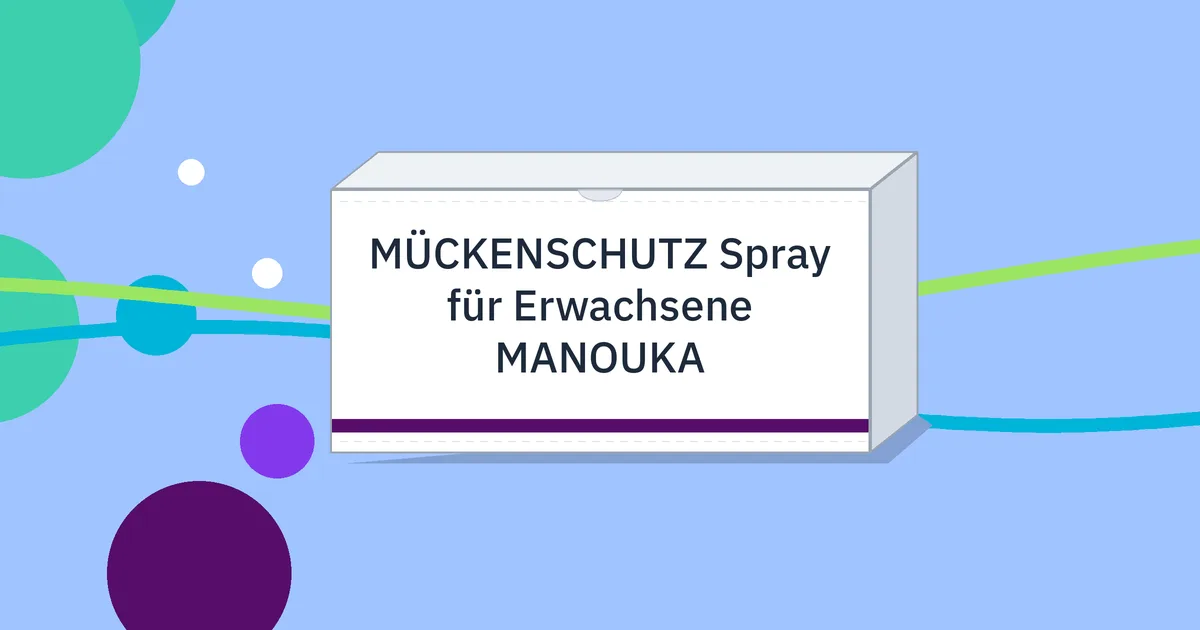 Symbolbild: Packung mit der Aufschrift MÜCKENSCHUTZ Spray für Erwachsene MANOUKA (PZN 19438420) – Verfügbarkeit und Bezug in Apotheken in Frankfurt am Main