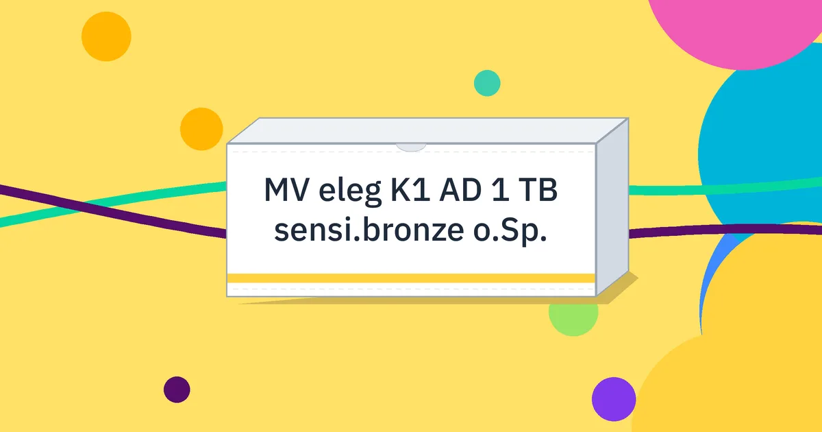 Symbolbild: Packung mit der Aufschrift MV eleg K1 AD 1 TB sensi.bronze o.Sp. (PZN 14704070) – Verfügbarkeit und Bezug in Apotheken in Frankfurt am Main