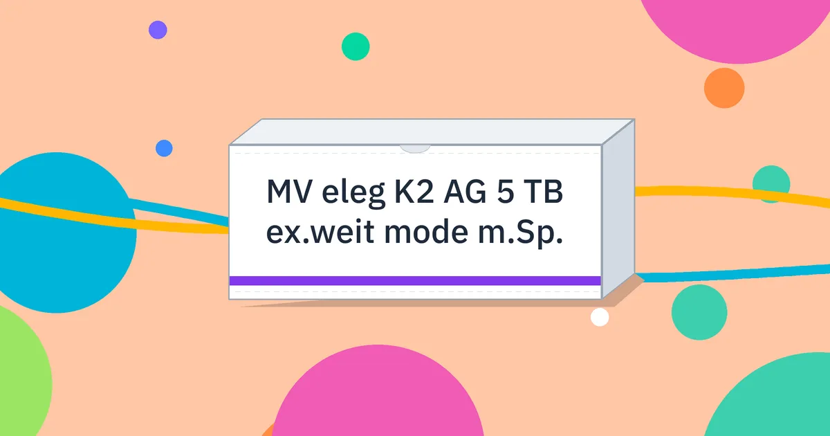 Symbolbild: Packung mit der Aufschrift MV eleg K2 AG 5 TB ex.weit mode m.Sp. (PZN 09877785) – Verfügbarkeit und Bezug in Apotheken in Frankfurt am Main