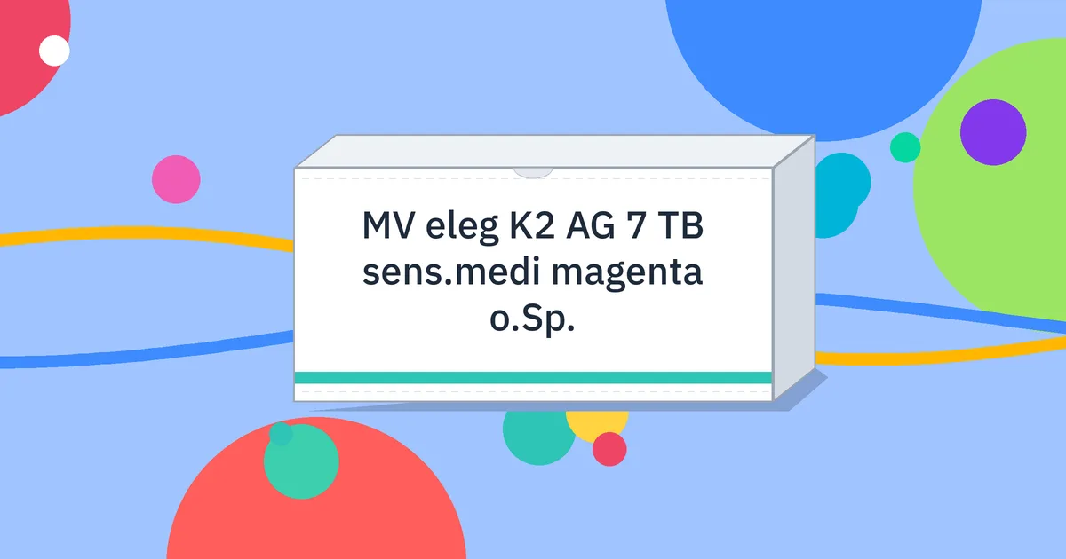 Symbolbild: Packung mit der Aufschrift MV eleg K2 AG 7 TB sens.medi magenta o.Sp. (PZN 14640772) – Verfügbarkeit und Bezug in Apotheken in Frankfurt am Main
