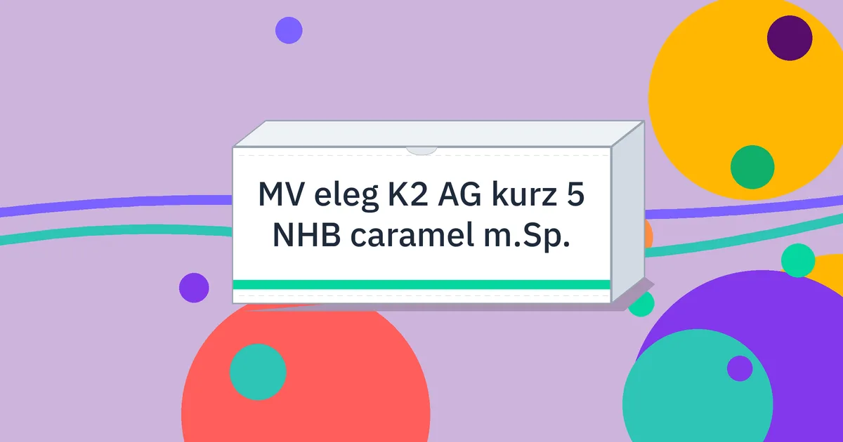 Symbolbild: Packung mit der Aufschrift MV eleg K2 AG kurz 5 NHB caramel m.Sp. (PZN 15716974) – Verfügbarkeit und Bezug in Apotheken in Frankfurt am Main
