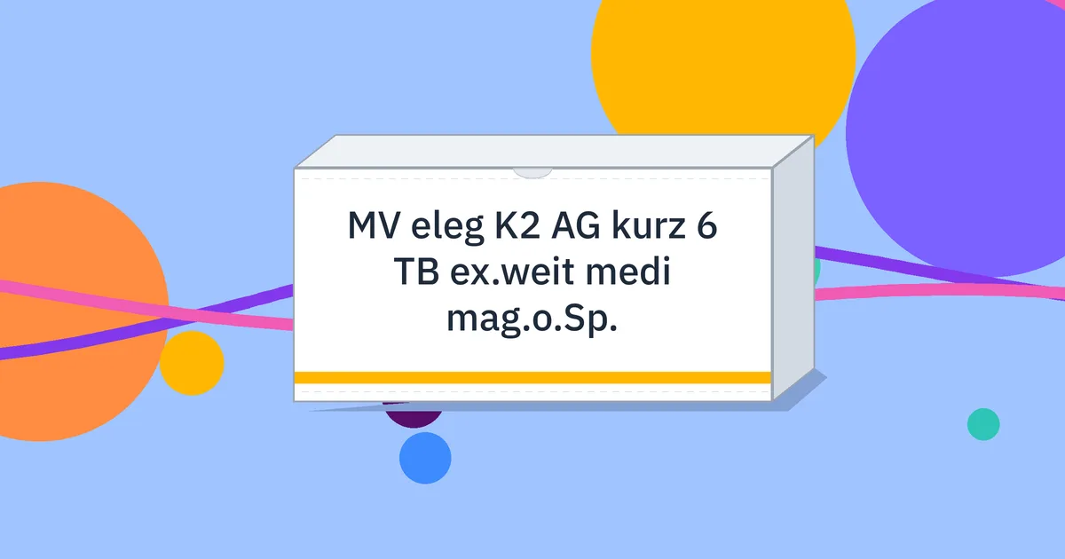 Symbolbild: Packung mit der Aufschrift MV eleg K2 AG kurz 6 TB ex.weit medi mag.o.Sp. (PZN 14637273) – Verfügbarkeit und Bezug in Apotheken in Frankfurt am Main