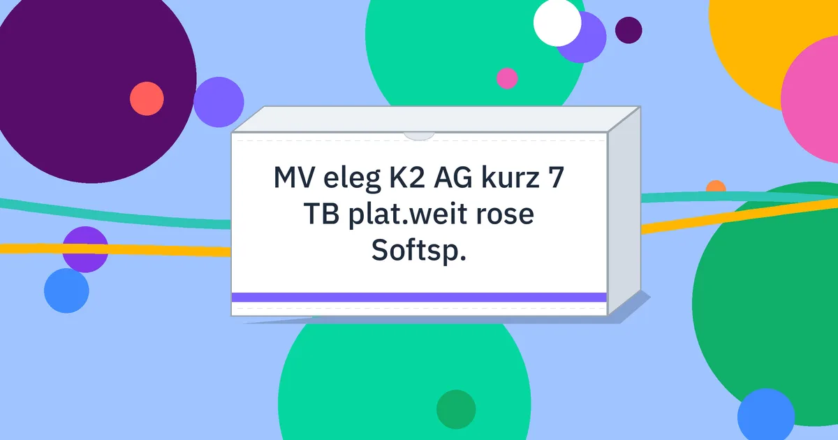 Symbolbild: Packung mit der Aufschrift MV eleg K2 AG kurz 7 TB plat.weit rose Softsp. (PZN 14696815) – Verfügbarkeit und Bezug in Apotheken in Frankfurt am Main