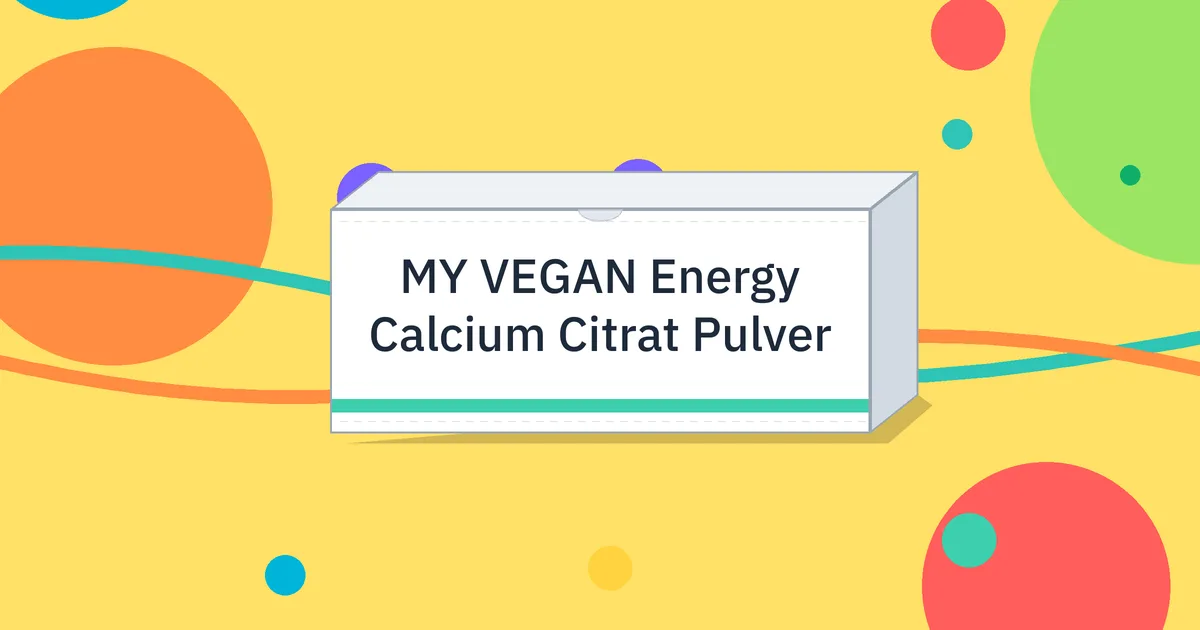 Symbolbild: Packung mit der Aufschrift MY VEGAN Energy Calcium Citrat Pulver (PZN 12462970) – Verfügbarkeit und Bezug in Apotheken in Frankfurt am Main