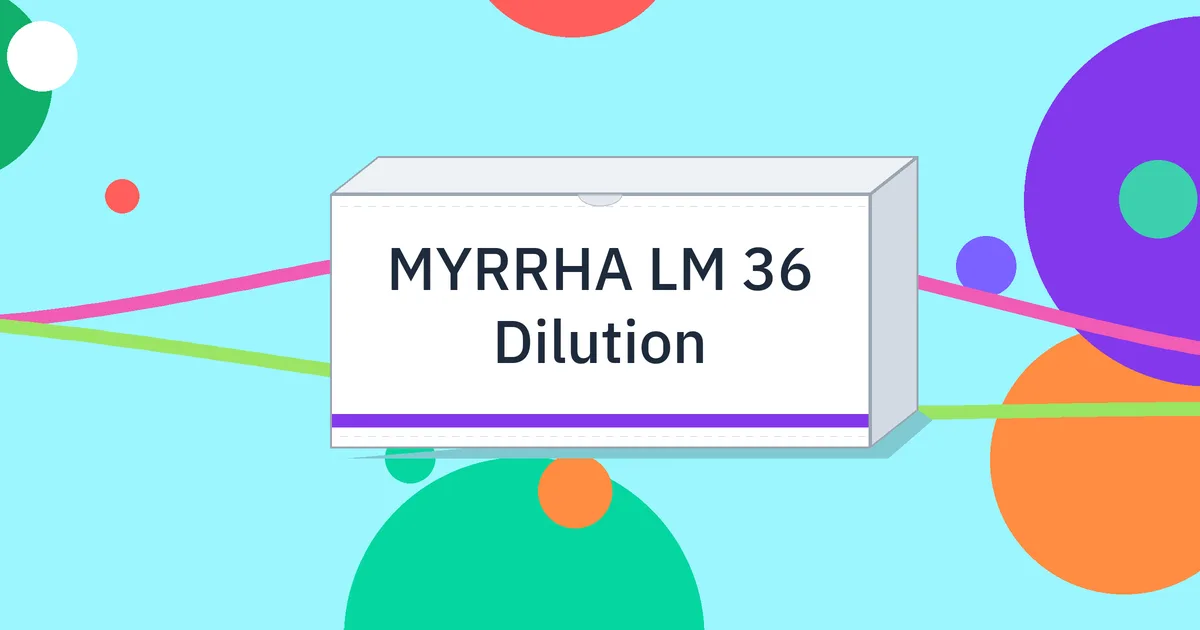 Symbolbild: Packung mit der Aufschrift MYRRHA LM 36 Dilution (PZN 12957803) – Verfügbarkeit und Bezug in Apotheken in Frankfurt am Main