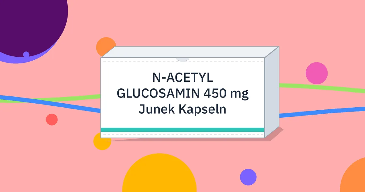 Symbolbild: Packung mit der Aufschrift N-ACETYL GLUCOSAMIN 450 mg Junek Kapseln (PZN 01161573) – Verfügbarkeit und Bezug in Apotheken in Frankfurt am Main