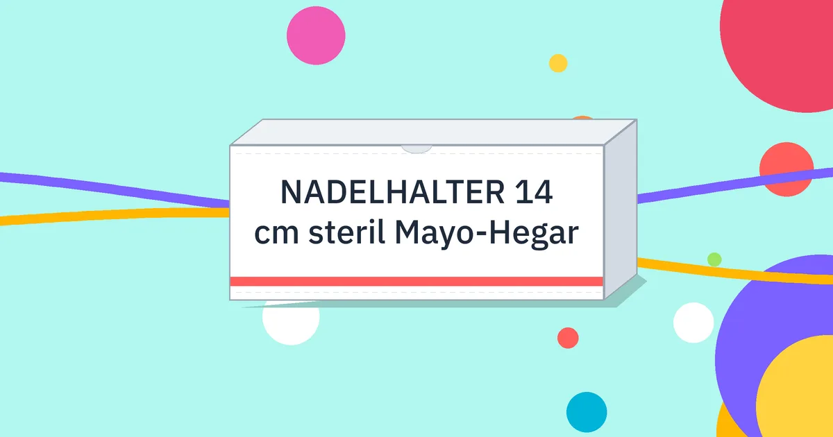 Symbolbild: Packung mit der Aufschrift NADELHALTER 14 cm steril Mayo-Hegar (PZN 17248313) – Verfügbarkeit und Bezug in Apotheken in Frankfurt am Main
