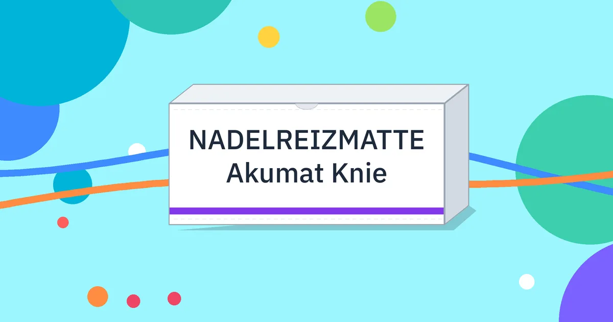 Symbolbild: Packung mit der Aufschrift NADELREIZMATTE Akumat Knie (PZN 00166798) – Verfügbarkeit und Bezug in Apotheken in Frankfurt am Main