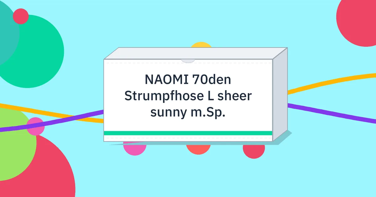 Symbolbild: Packung mit der Aufschrift NAOMI 70den Strumpfhose L sheer sunny m.Sp. (PZN 16180027) – Verfügbarkeit und Bezug in Apotheken in Frankfurt am Main