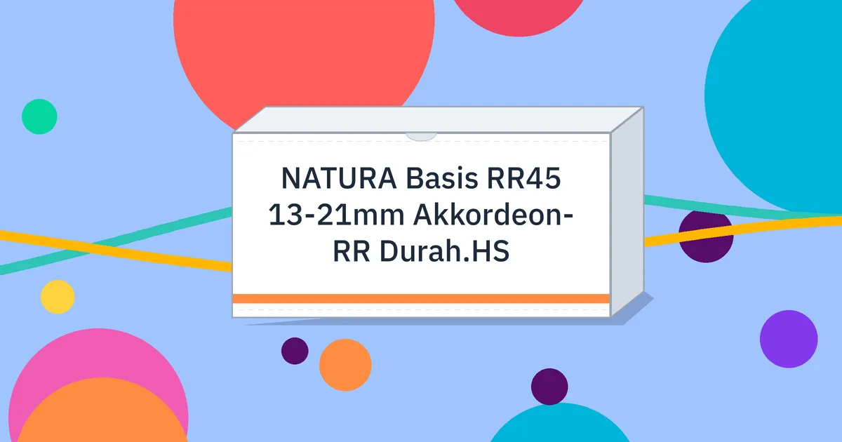 Symbolbild: Packung mit der Aufschrift NATURA Basis RR45 13-21mm Akkordeon-RR Durah.HS (PZN 11096291) – Verfügbarkeit und Bezug in Apotheken in Frankfurt am Main
