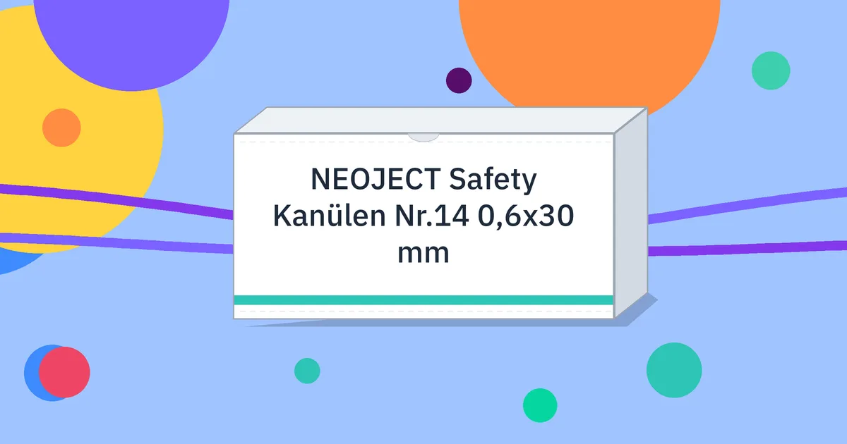 Symbolbild: Packung mit der Aufschrift NEOJECT Safety Kanülen Nr.14 0,6x30 mm (PZN 08910658) – Verfügbarkeit und Bezug in Apotheken in Frankfurt am Main