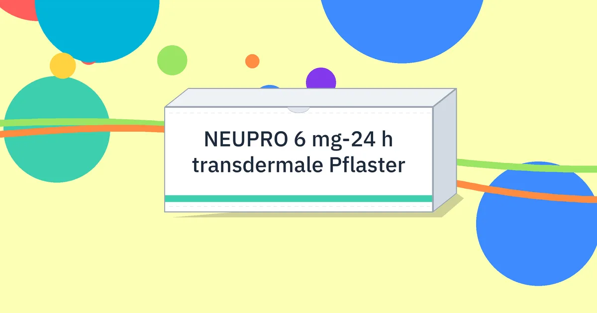 Symbolbild: Packung mit der Aufschrift NEUPRO 6 mg-24 h transdermale Pflaster (PZN 10393816) – Verfügbarkeit und Bezug in Apotheken in Frankfurt am Main